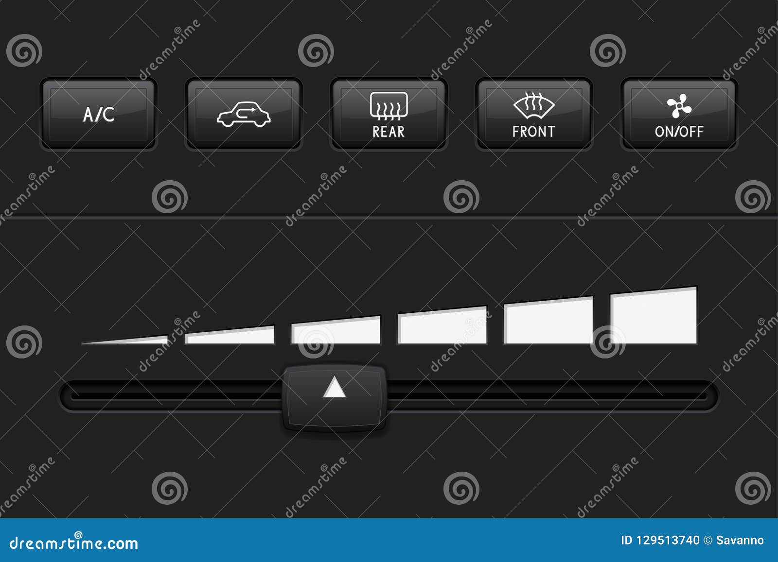 Car Dashboard Elements with Black Push Buttons and Level Slider Stock ...