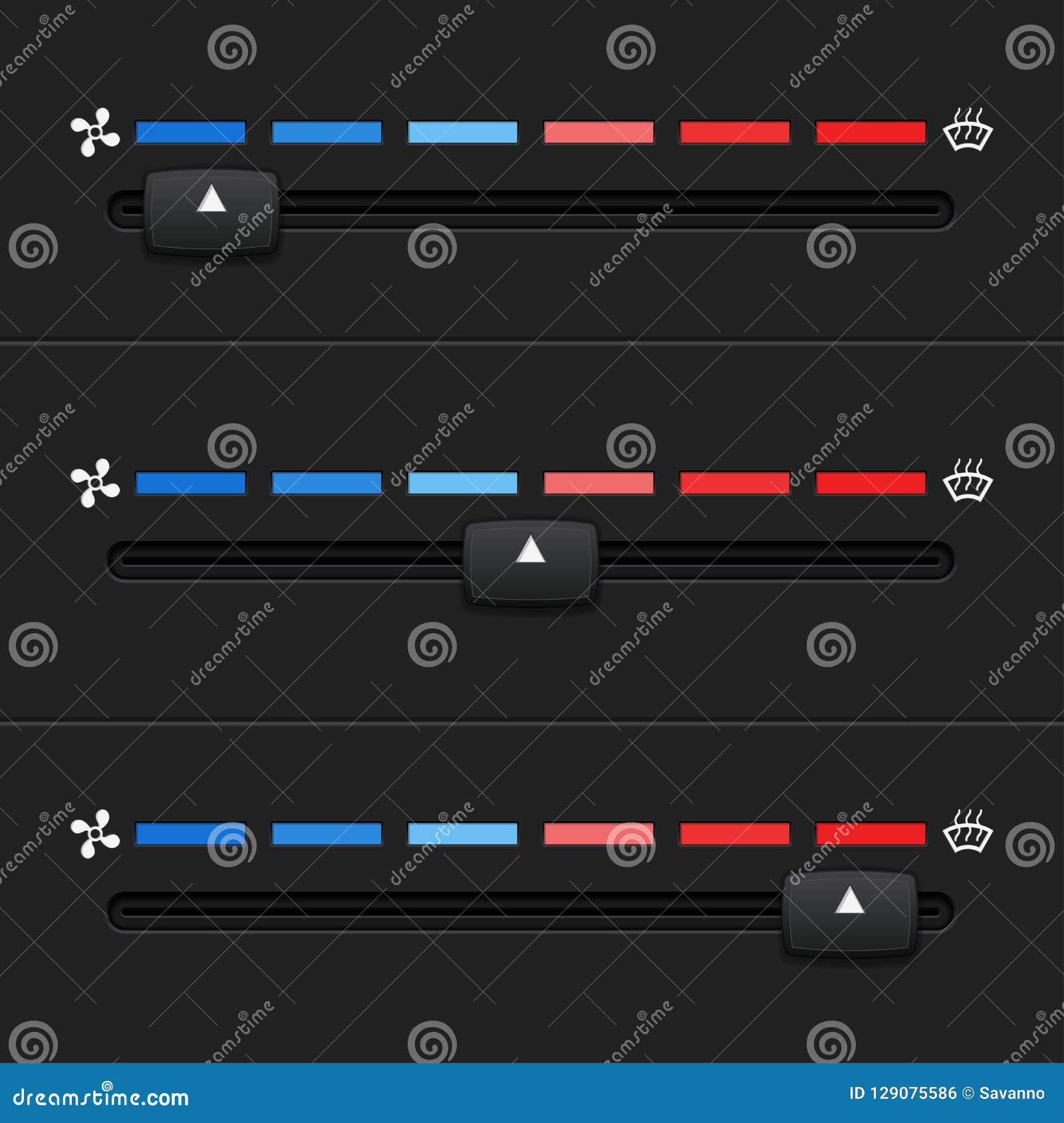 Car Dashboard Elements with Temperature Level Sliders Stock Vector ...