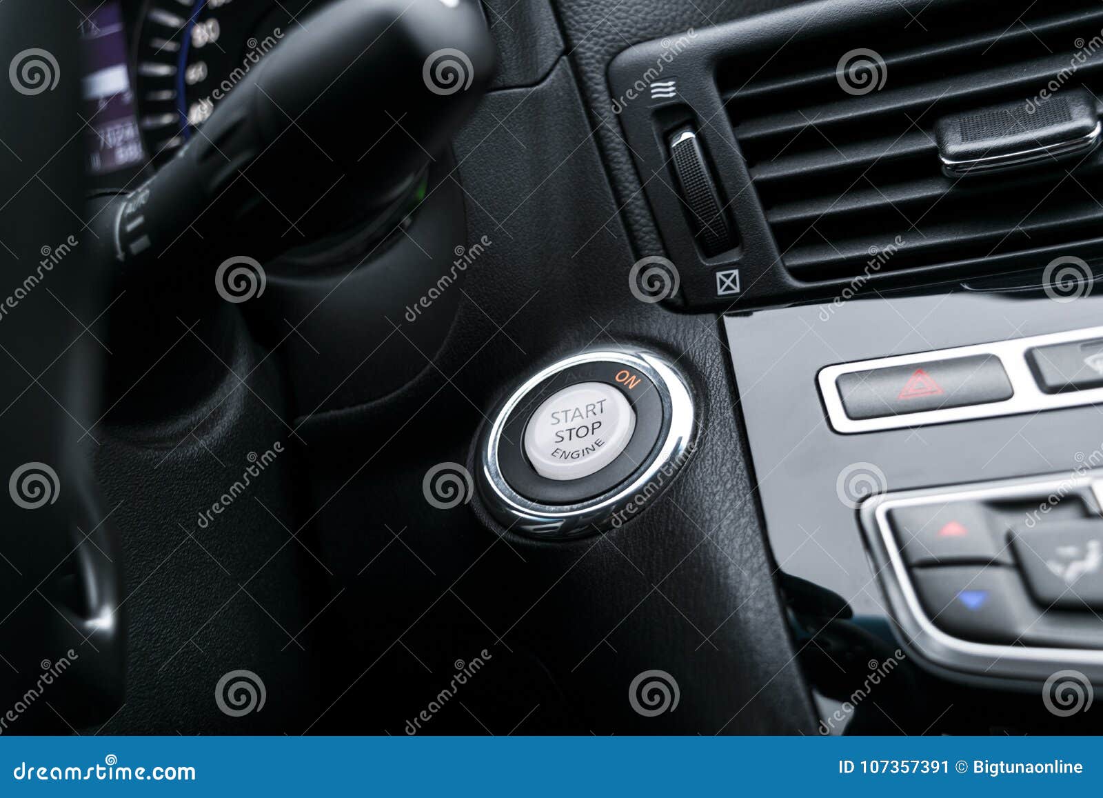 Car Dashboard With Focus On Engine Start Stop Button, Modern CarCar ...