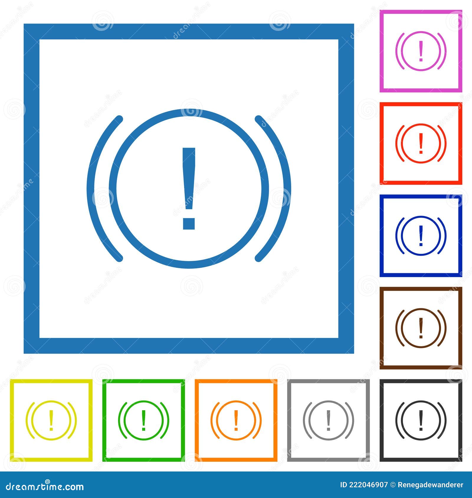 Car Dashboard Handbrake Indicator Simple Icons Cartoon Vector ...
