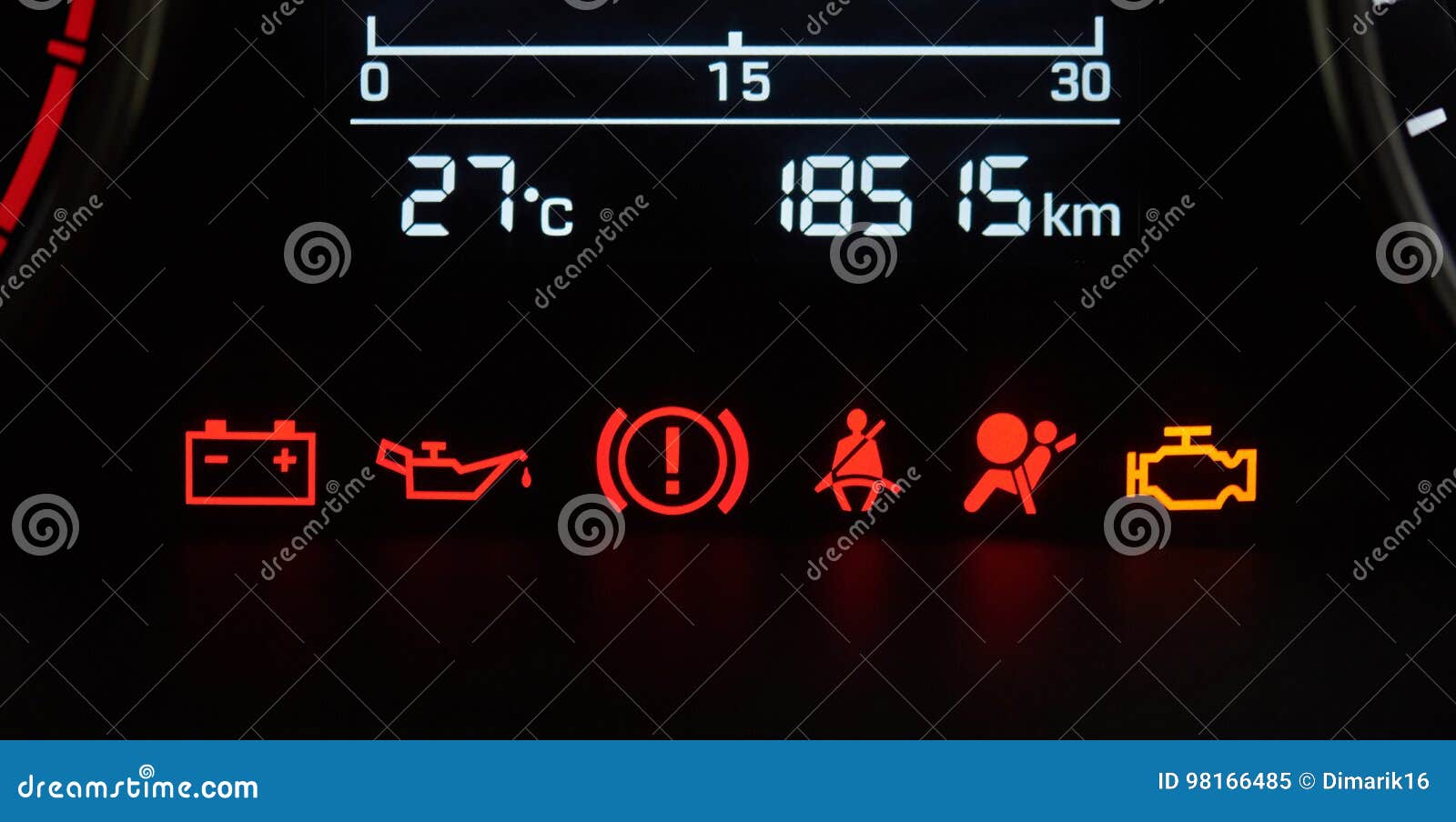 Car dashboard icons stock image. Image of equipment, danger - 98166485