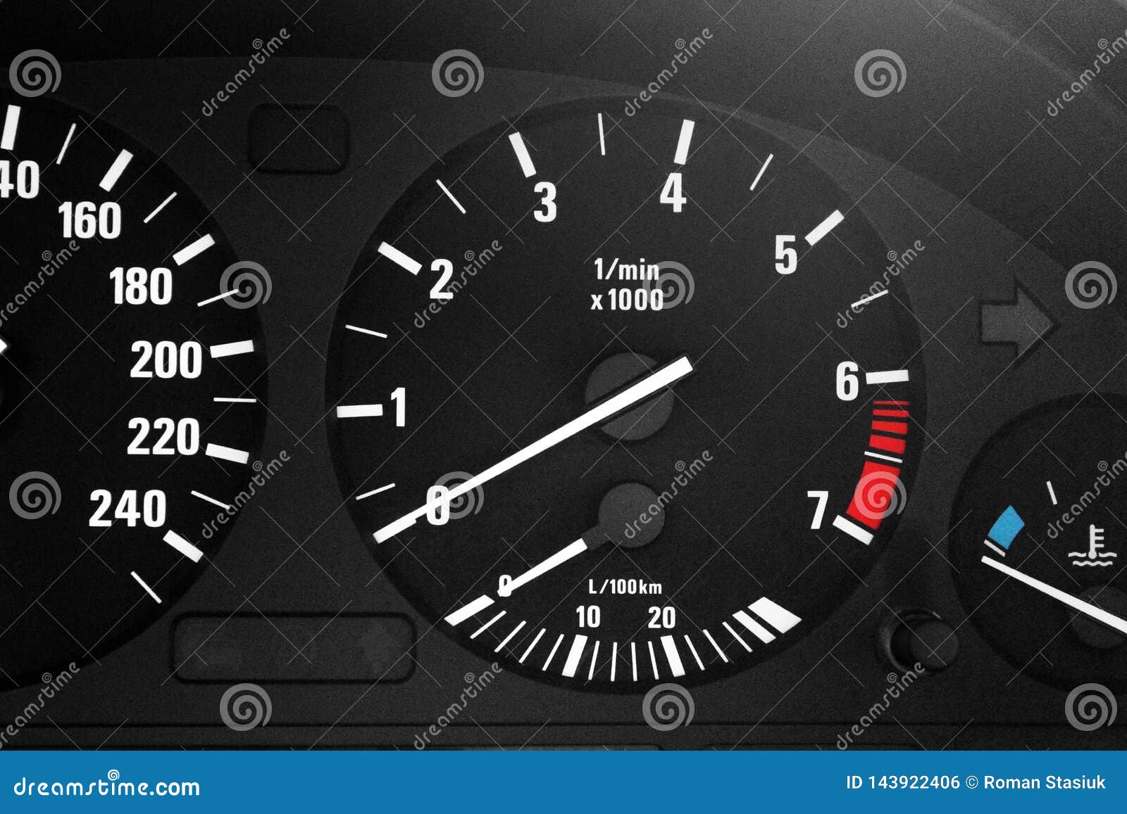 Car Dashboard, Illuminated Panel, Speed Display Stock Photo - Image of ...