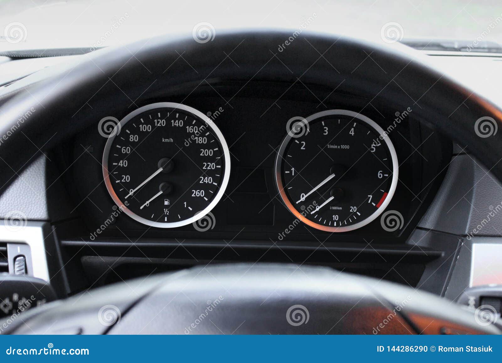 Car Dashboard, Illuminated Panel, Speed Display Stock Photo - Image of ...