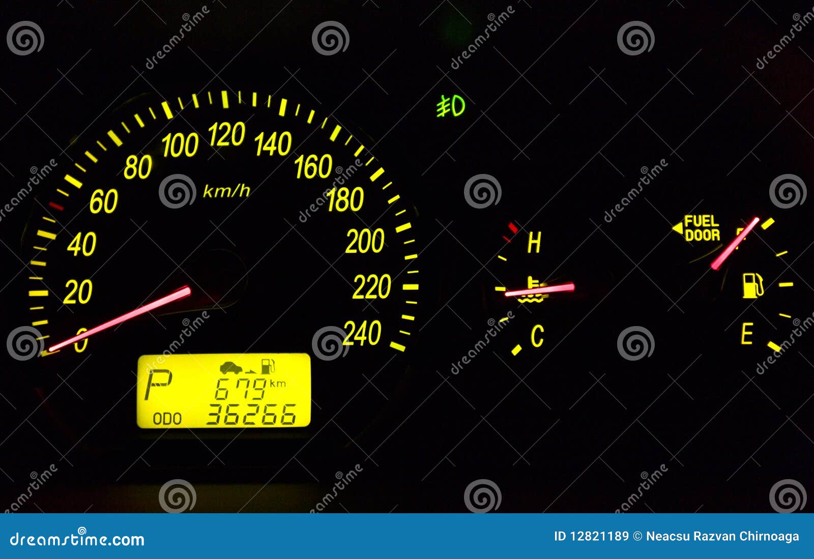 Car Dashboard With Instruments And Dial Speedometer Tachometer, Fuel ...