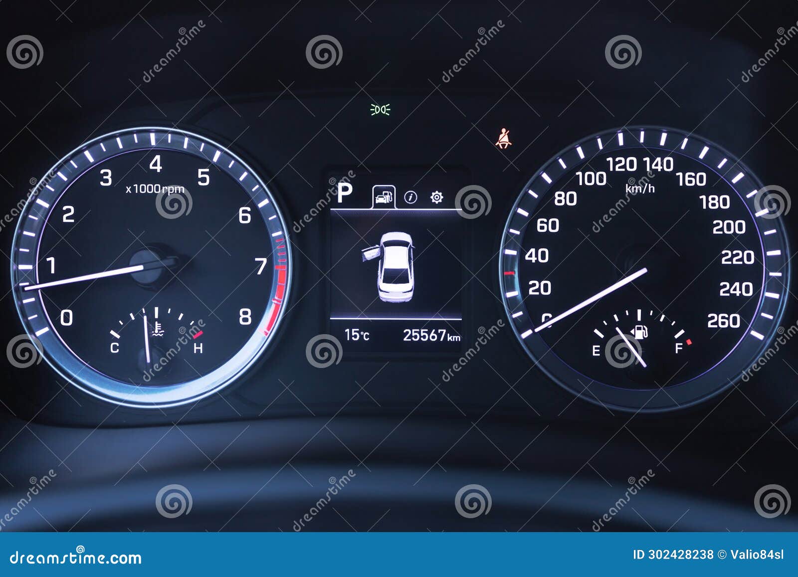 Car Dashboard Interior Front View of Luxury New Car Stock Photo - Image ...