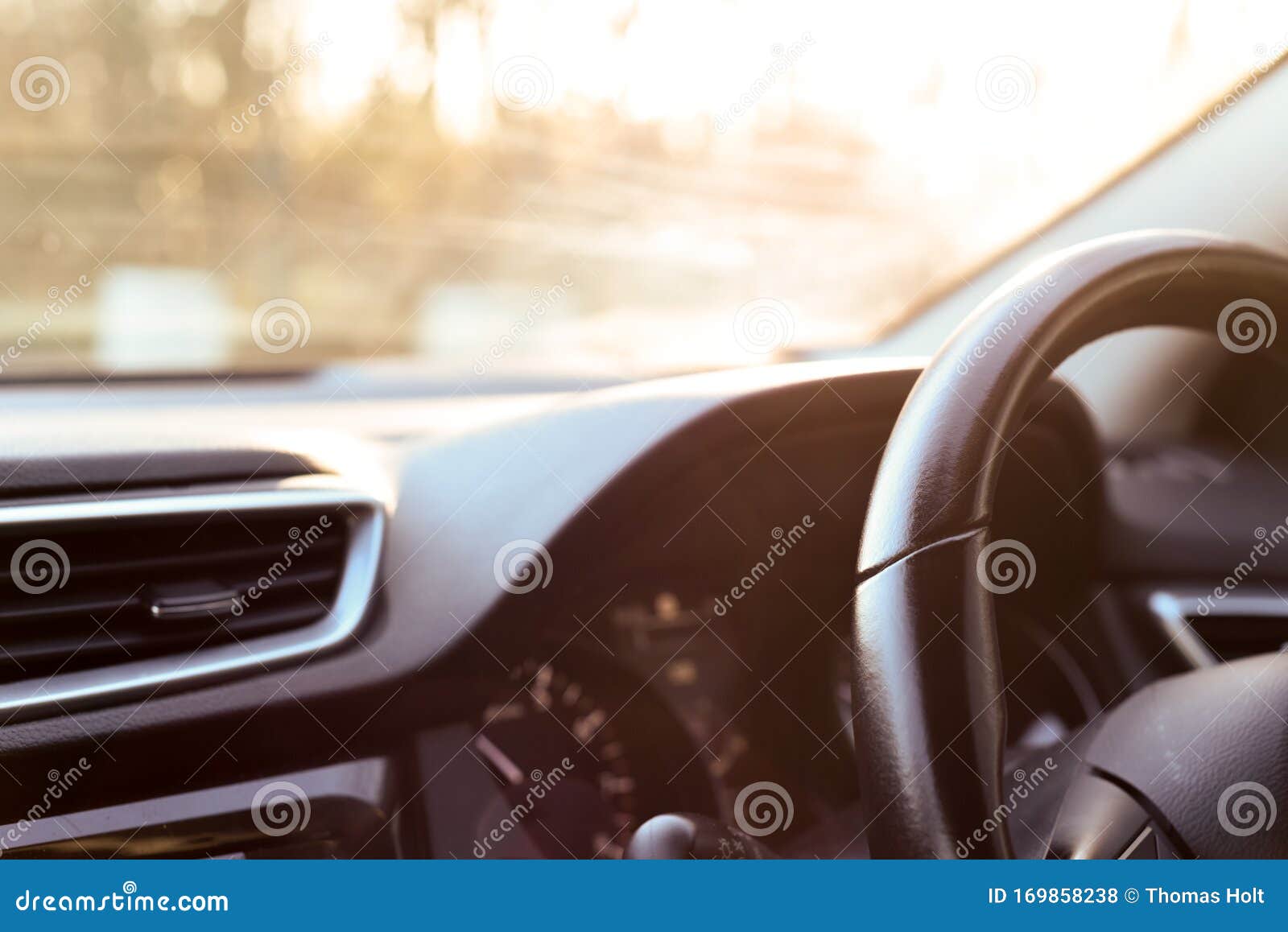 Car Dashboard Interior View of Inside the Vehicle Including Steering ...