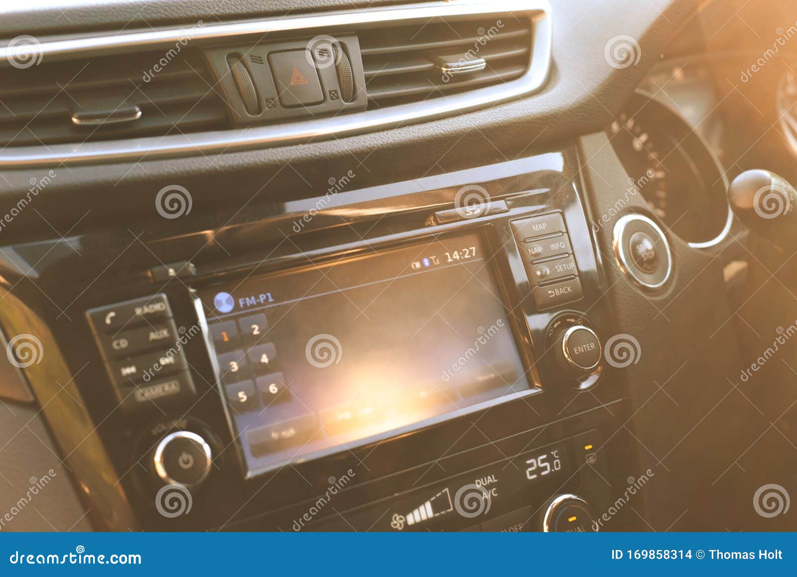 Car Dashboard Interior View of Inside the Vehicle Including Steering ...