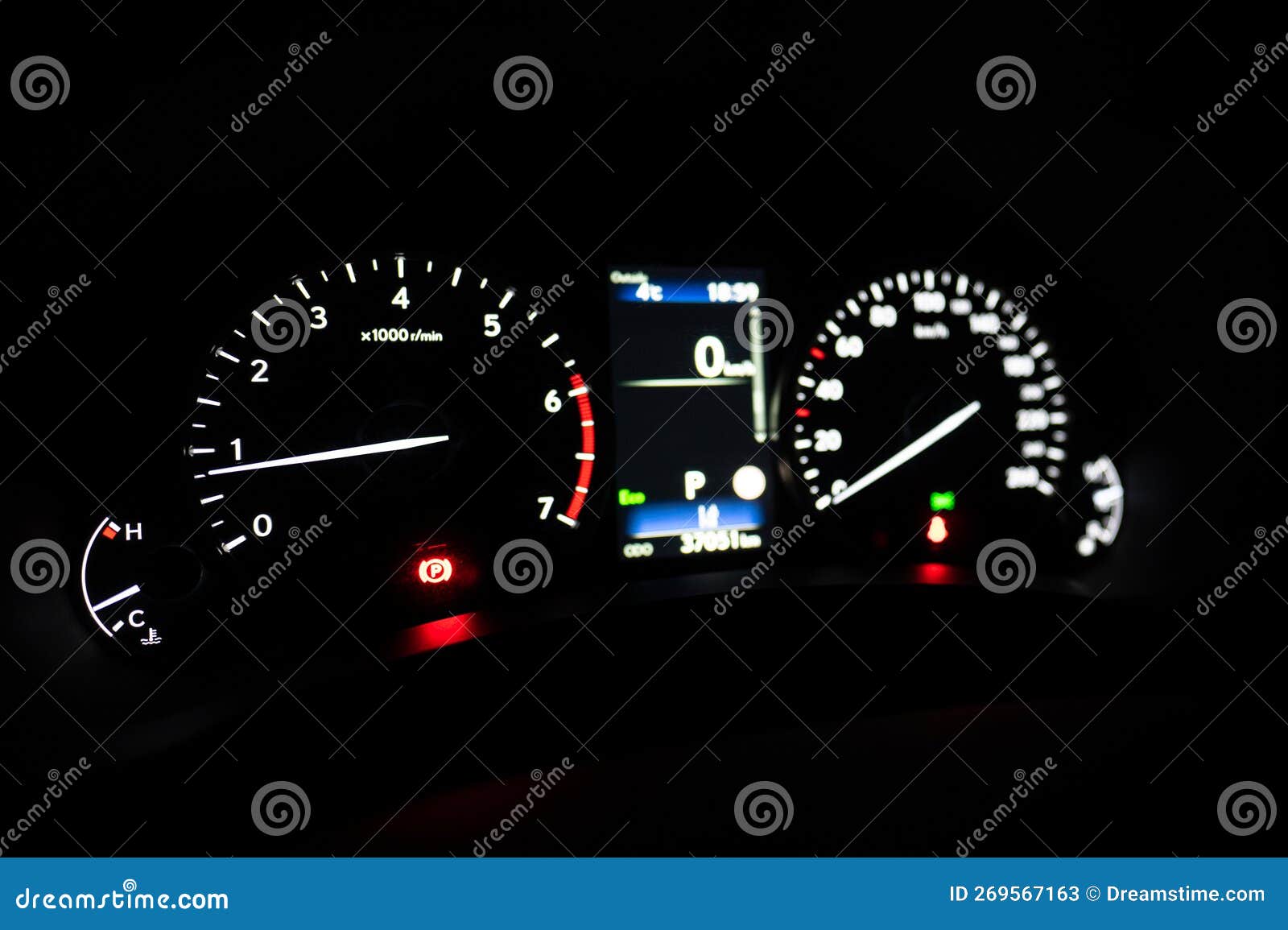Car Dashboard Modern Automobile Control Illuminated Panel. Car ...