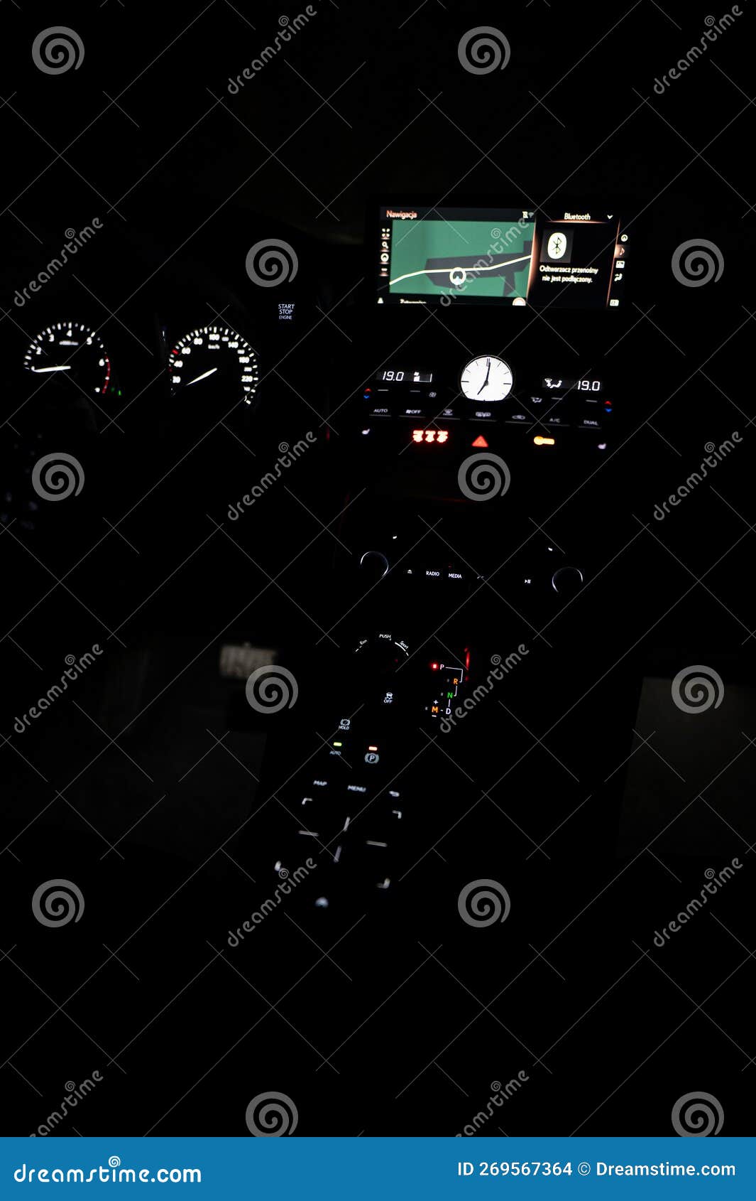 Car Dashboard Modern Automobile Control Illuminated Panel. Car ...