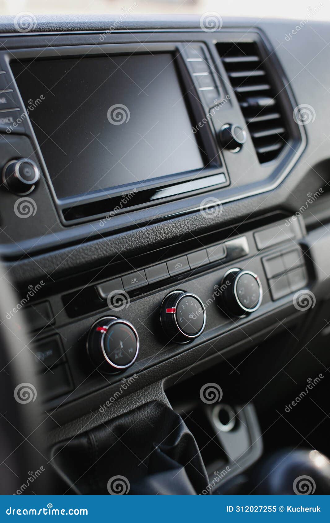 Car Dashboard with Multimedia Display and Climate Control Stock Image ...