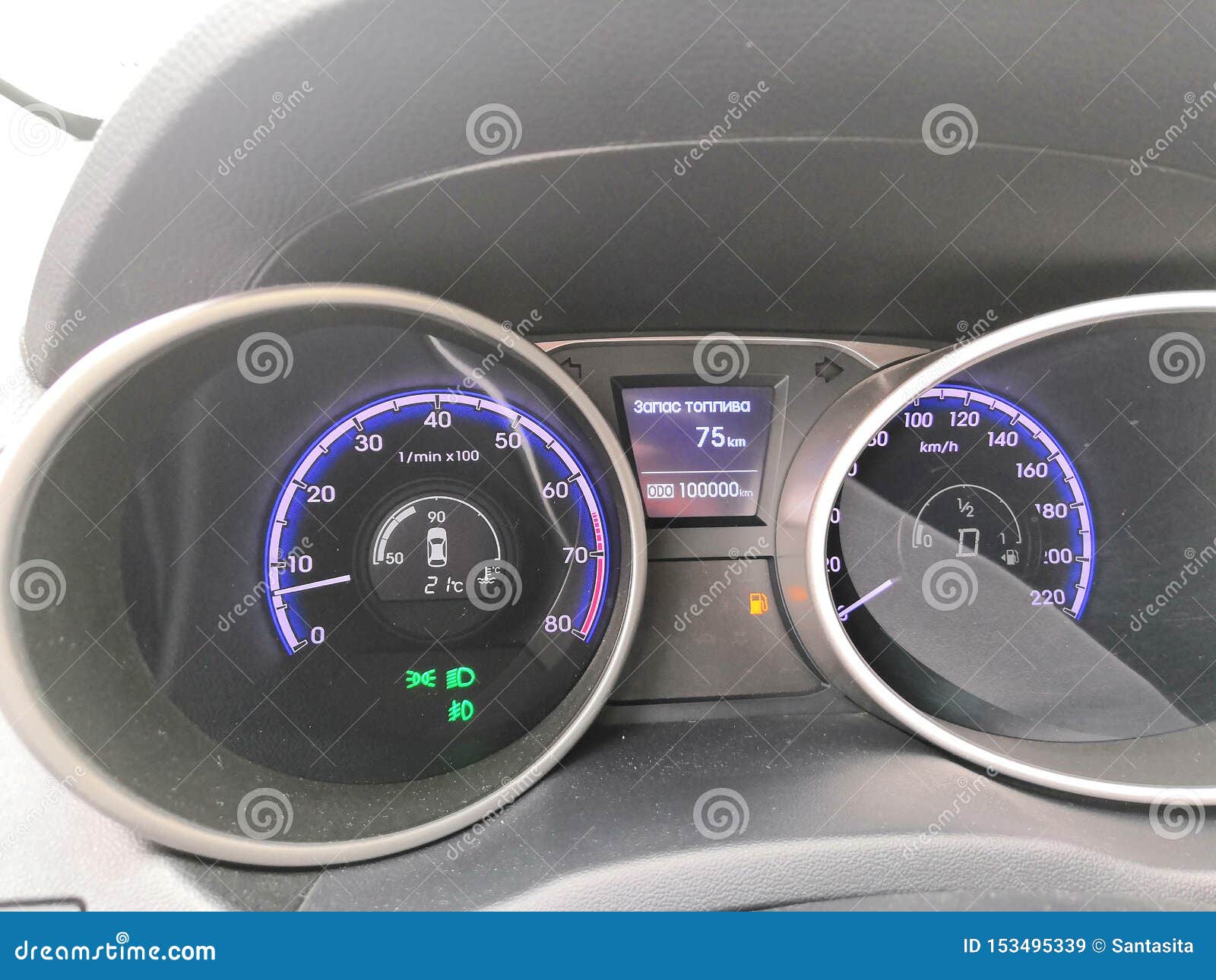 Car Dashboard Odometer Showing 100,000 Miles. Stock Image - Image of ...
