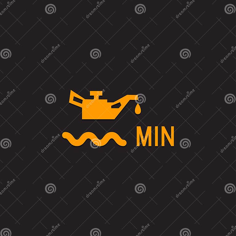 Car Dashboard Panel Icon on a Black Background. Engine Oil Level ...