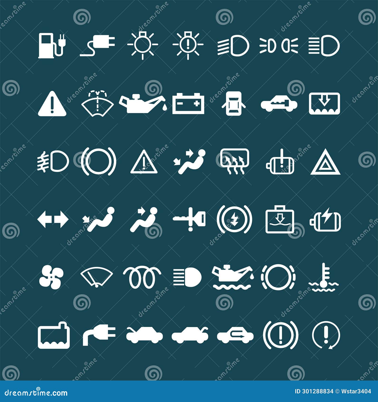 Car Dashboard Panel Icon Set Stock Vector - Illustration of icon ...