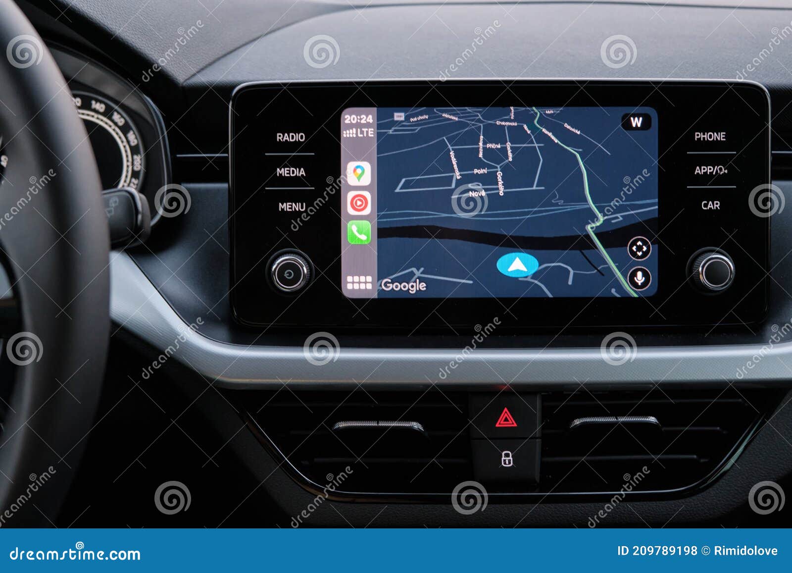 Car Dashboard Screen with Application of Navigation or Maps. January ...