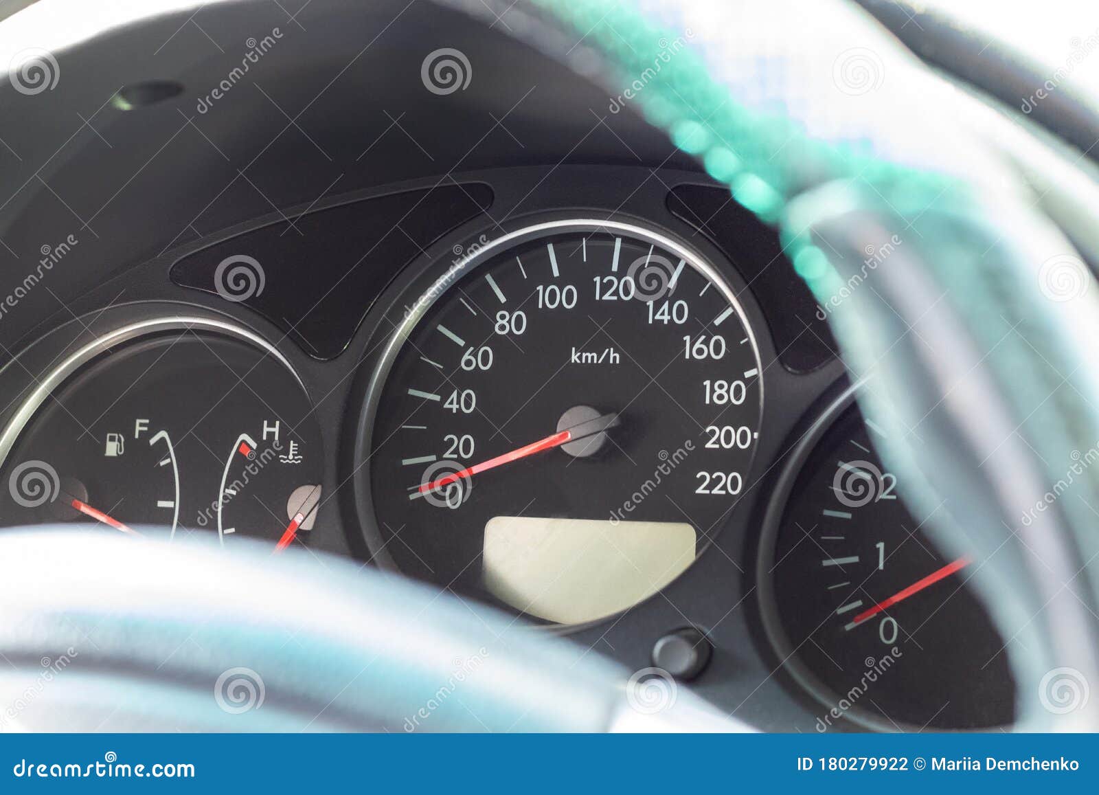 Car Dashboard with Speedometer and Fuel Level Gauge Stock Photo - Image ...