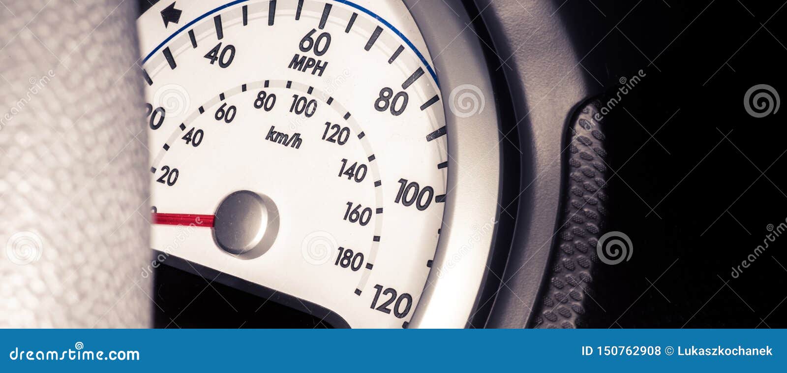 Car Dashboard - Speedometer with Mph and Kmh Stock Photo - Image of ...