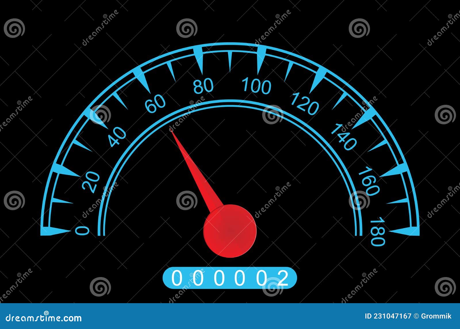 The Speedometer Scale Illustration Showing Speeds From Zero To 4-four ...