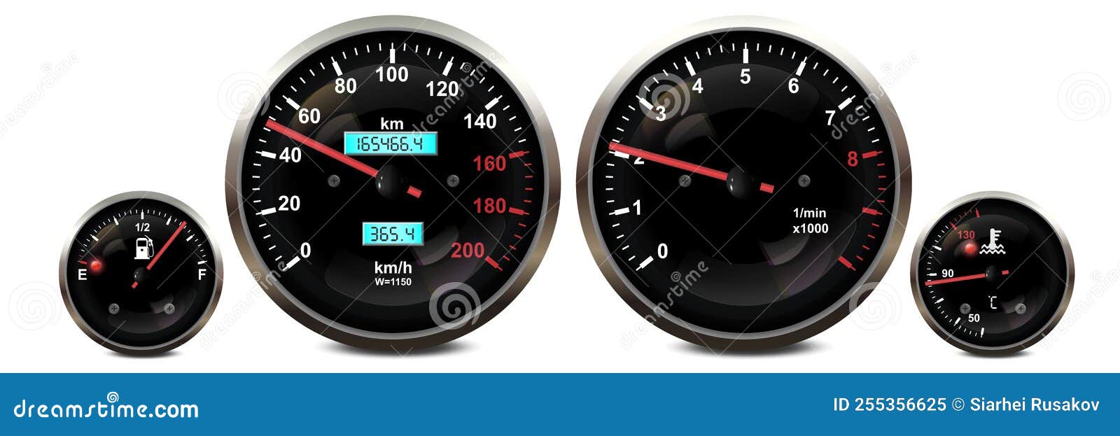 Car Dashboard Speedometer, Tachometer Gauge, Fuel and Engine ...