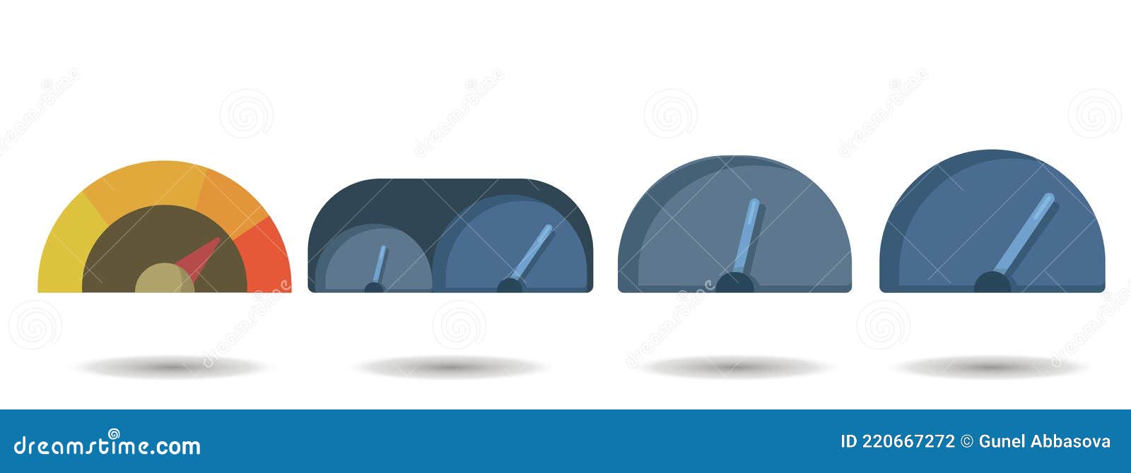 Car Dashboard, Speedometer, Tachometer Clip Art Set Stock Vector ...