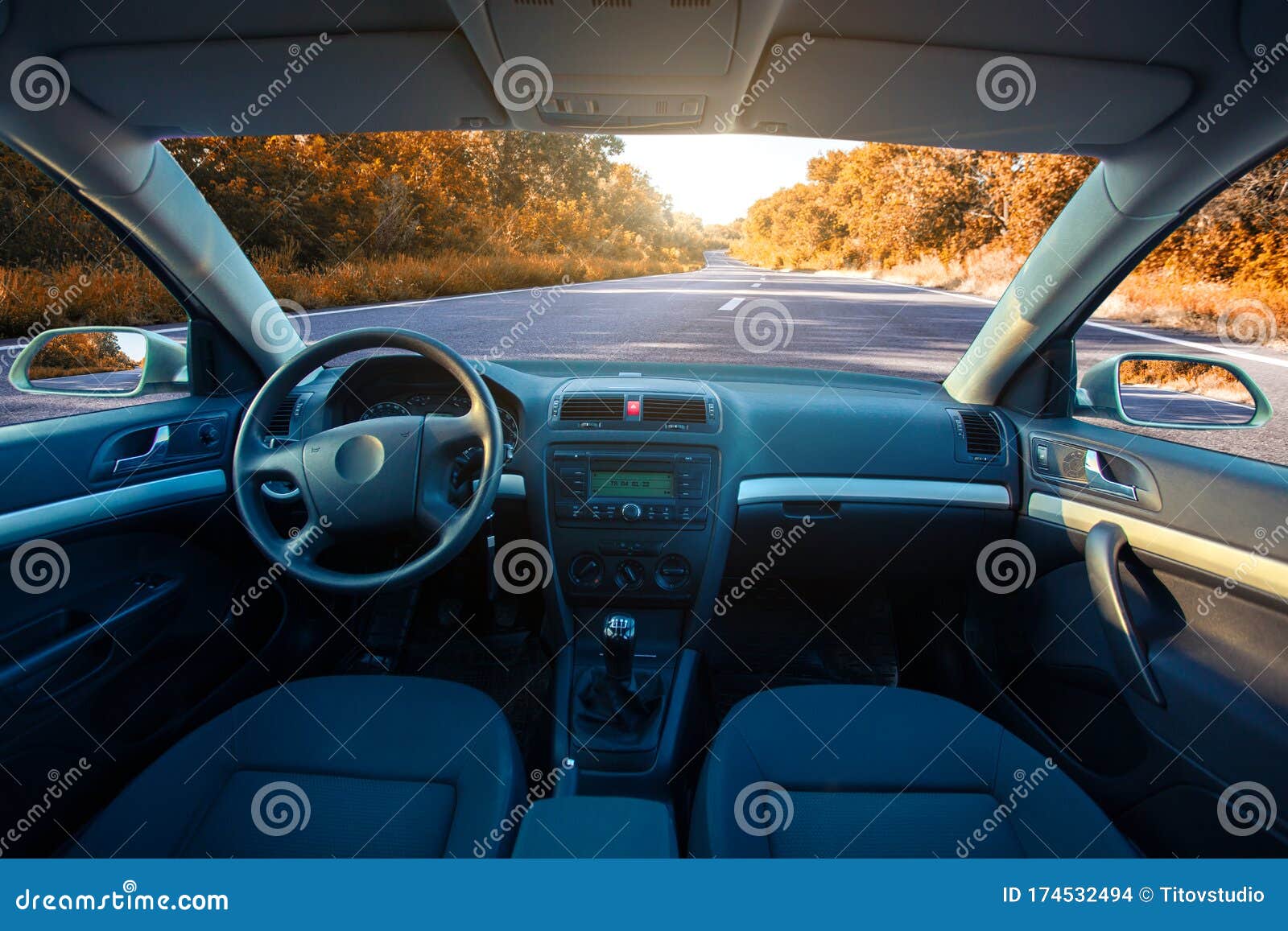 Car Dashboard and Steering Wheel Inside of Car Stock Photo - Image of ...