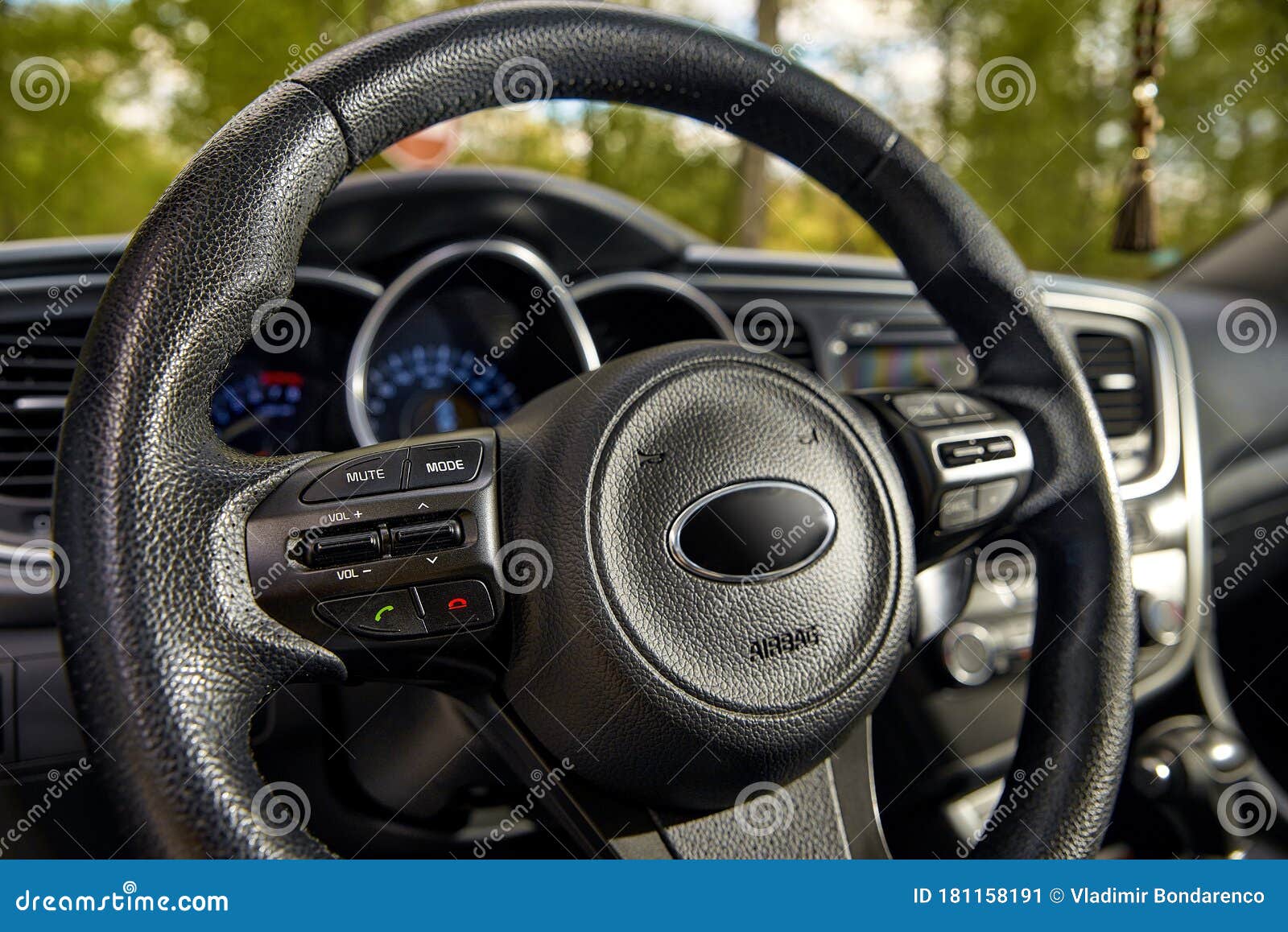 Car Dashboard and Steering Wheel, Modern Car Interior Design Stock ...