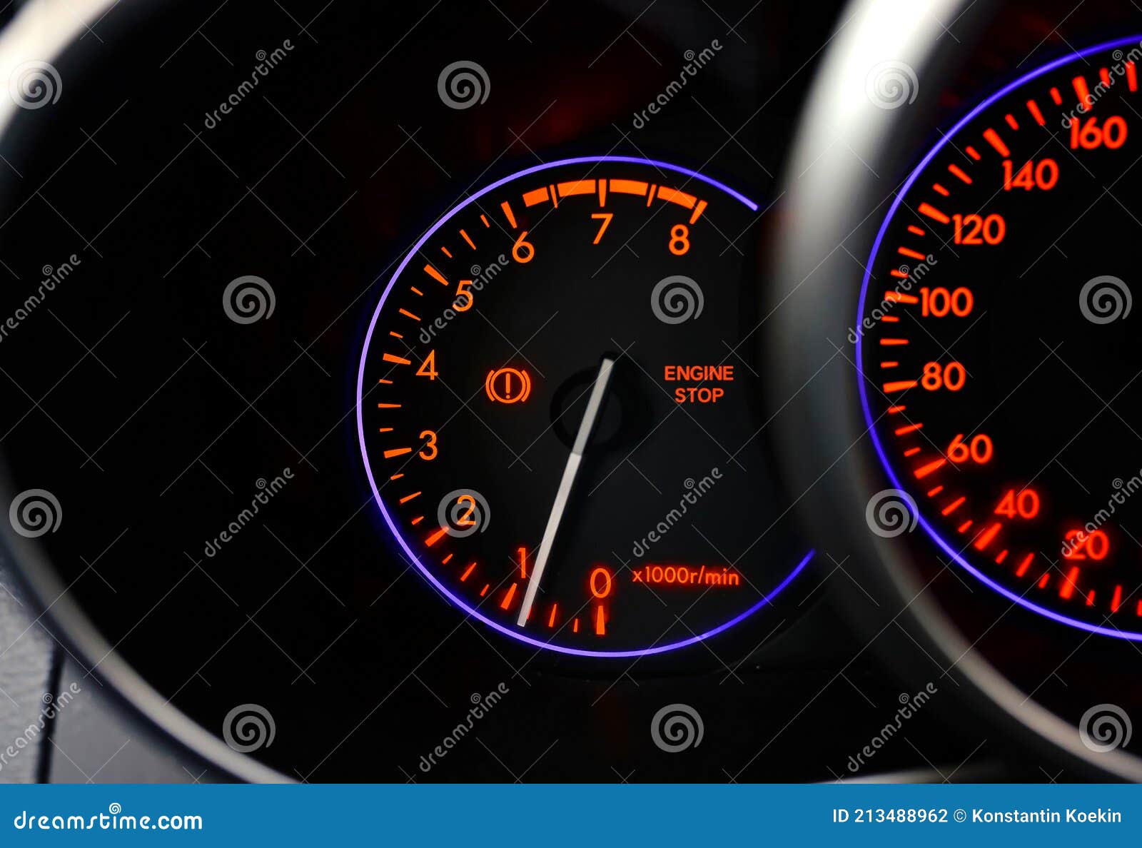 Car Dashboard with Stop Engine Sign. Car Malfunction, Engine ...