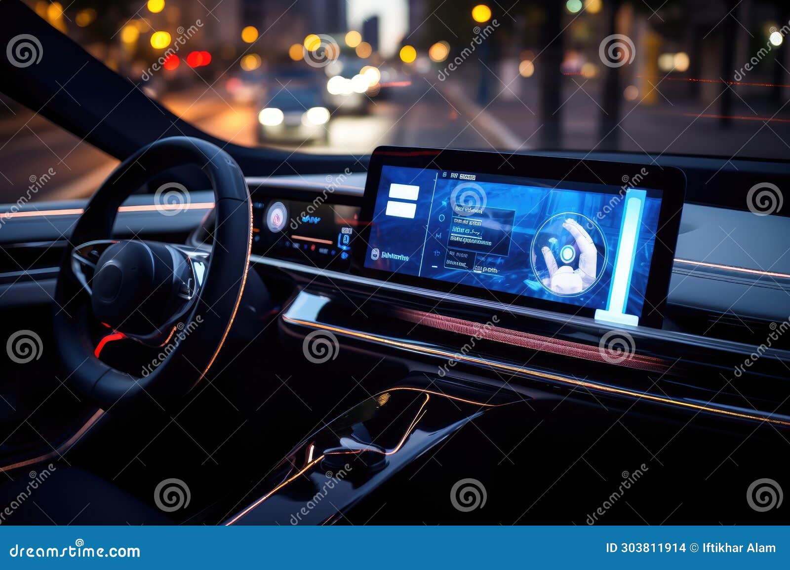 Car Dashboard with Tablet, Convenient and Modern Technology Integration ...