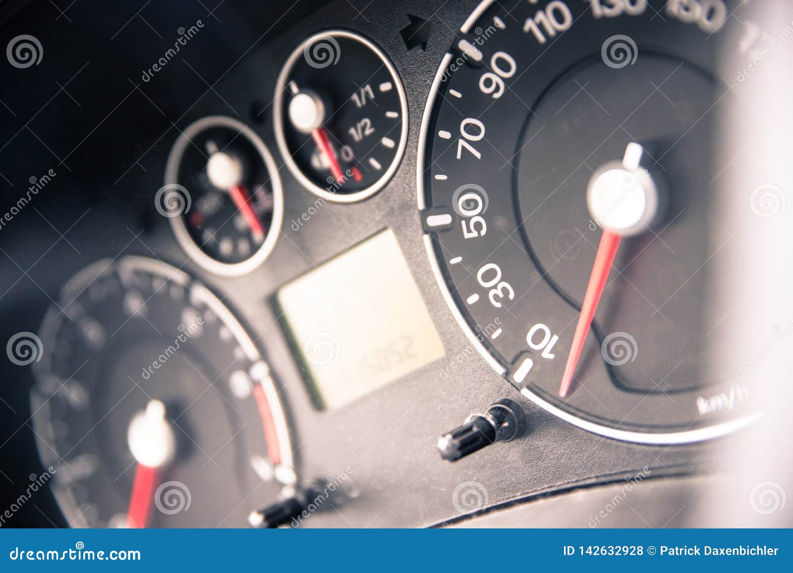 Car Dashboard with Tachometer and Fuel Indicator Stock Photo - Image of ...
