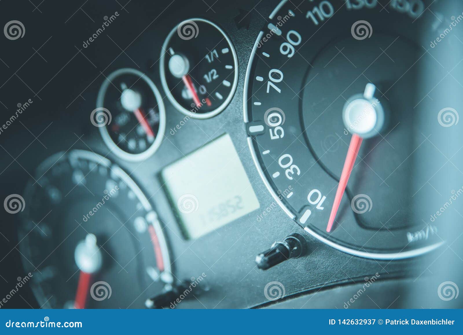 Car Dashboard with Tachometer and Fuel Indicator Stock Image - Image of ...
