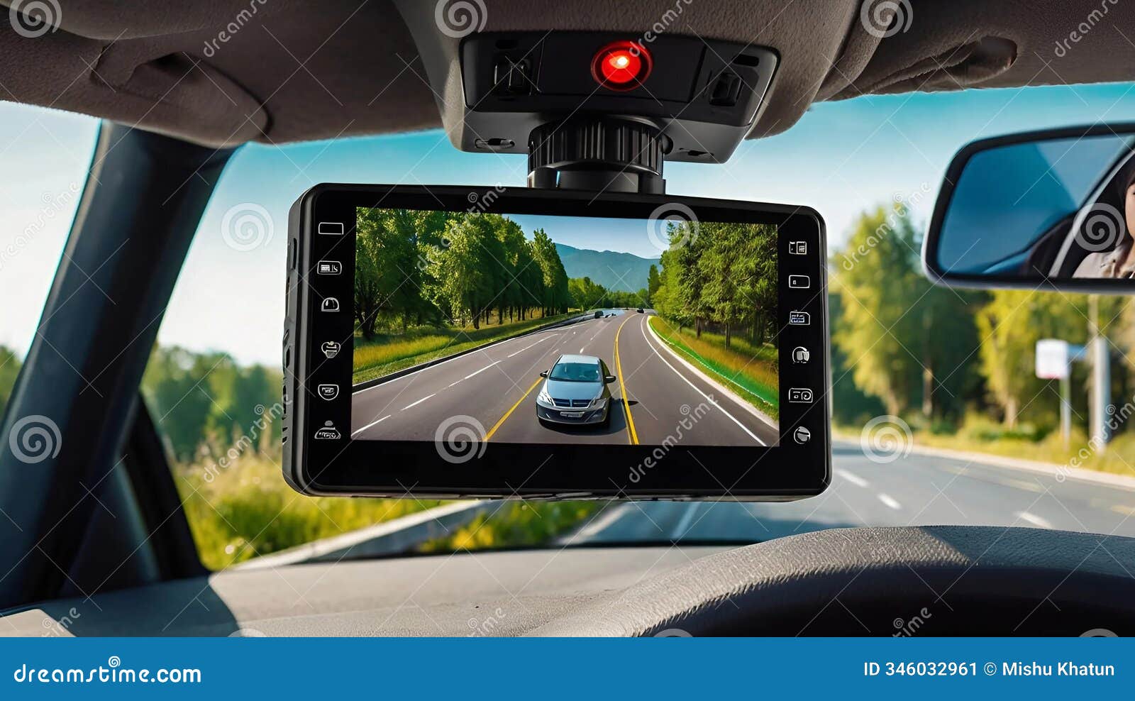 Car Dashboard View Digital Display Screen Rear View Camera Automotive ...