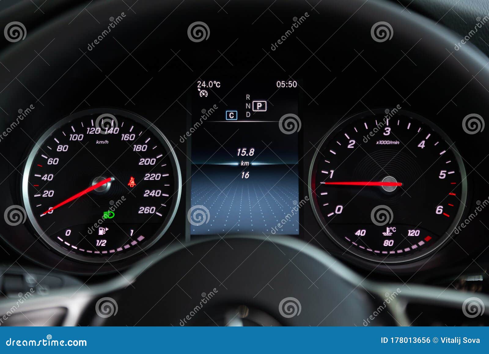 Car Dashboard with White Backlight Stock Illustration - Illustration of ...