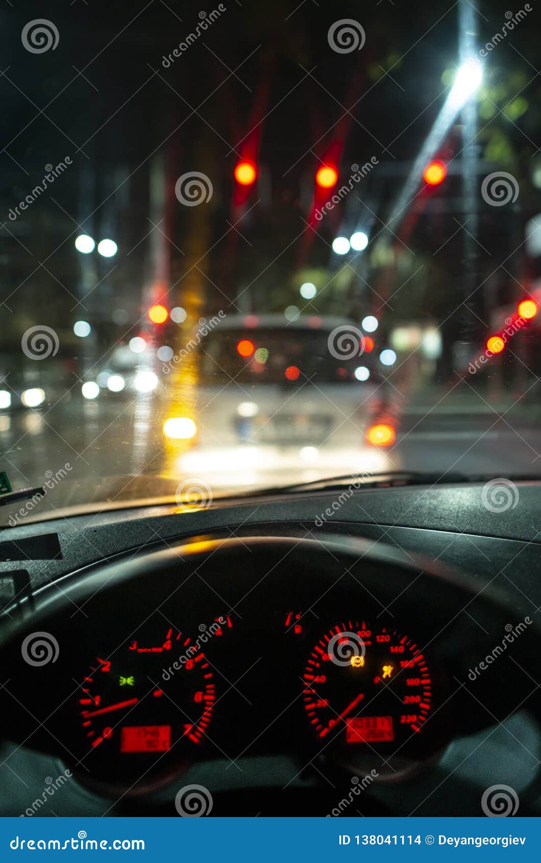 Car Dashboard and Window at Night Stock Photo - Image of night, engine ...