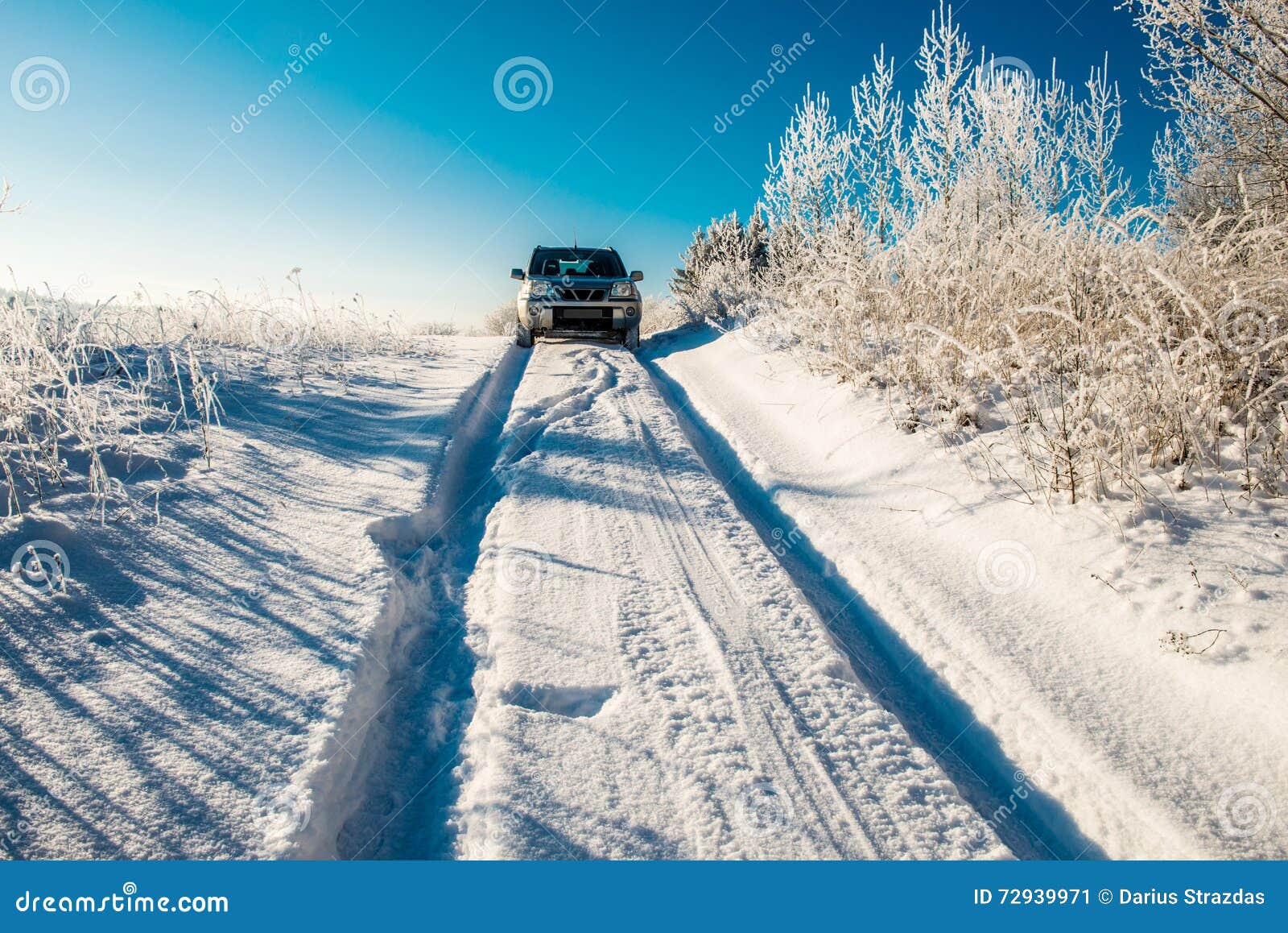 Car in deep snow road stock image. Image of tires, dangerous - 72939971