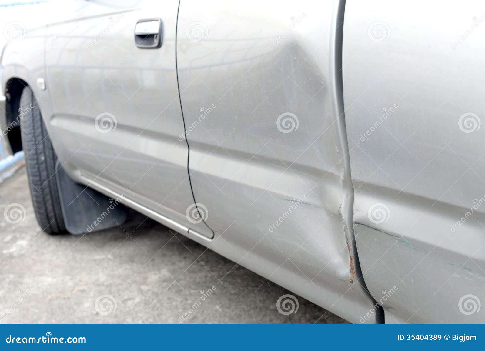 A Dent On The Left Front Of A Pickup Truck (damage From Crash) Stock ...