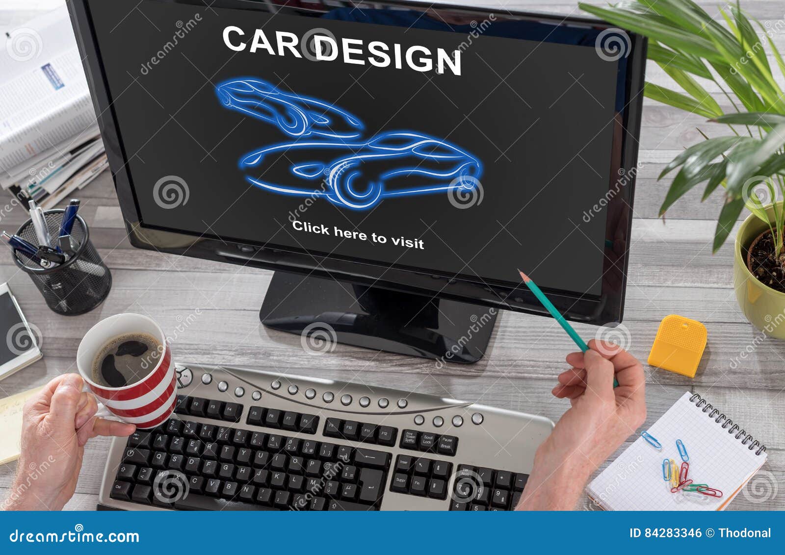 Car Design Concept on a Computer Stock Photo - Image of desk, fast ...