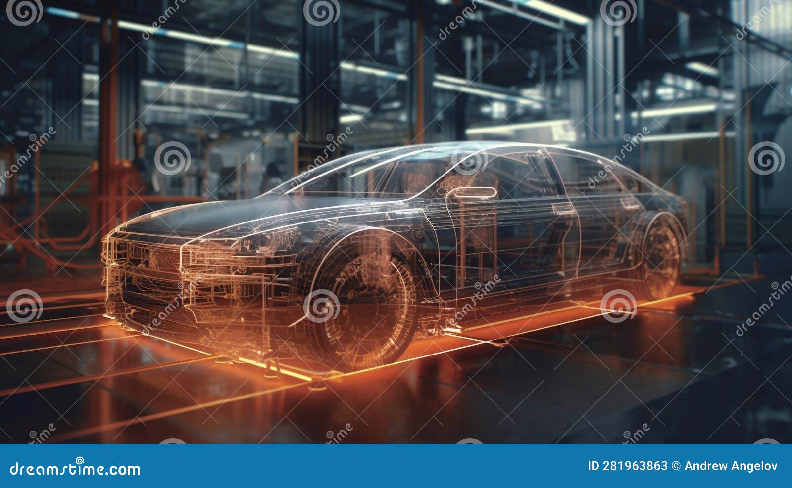 Car Design Engineers Using Holographic App in Digital Tablet. Develop ...