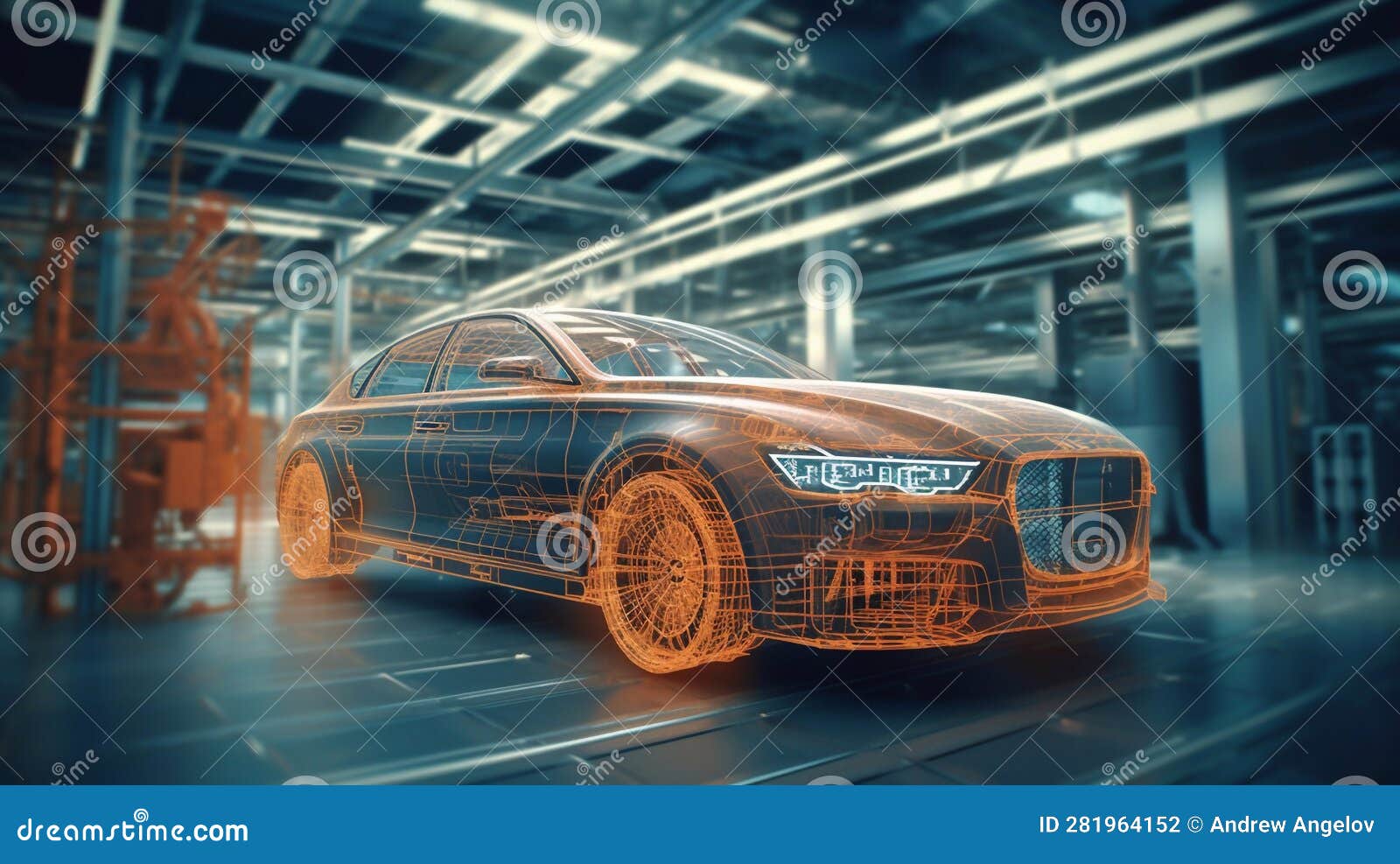 Car Design Engineers Using Holographic App in Digital Tablet. Develop ...