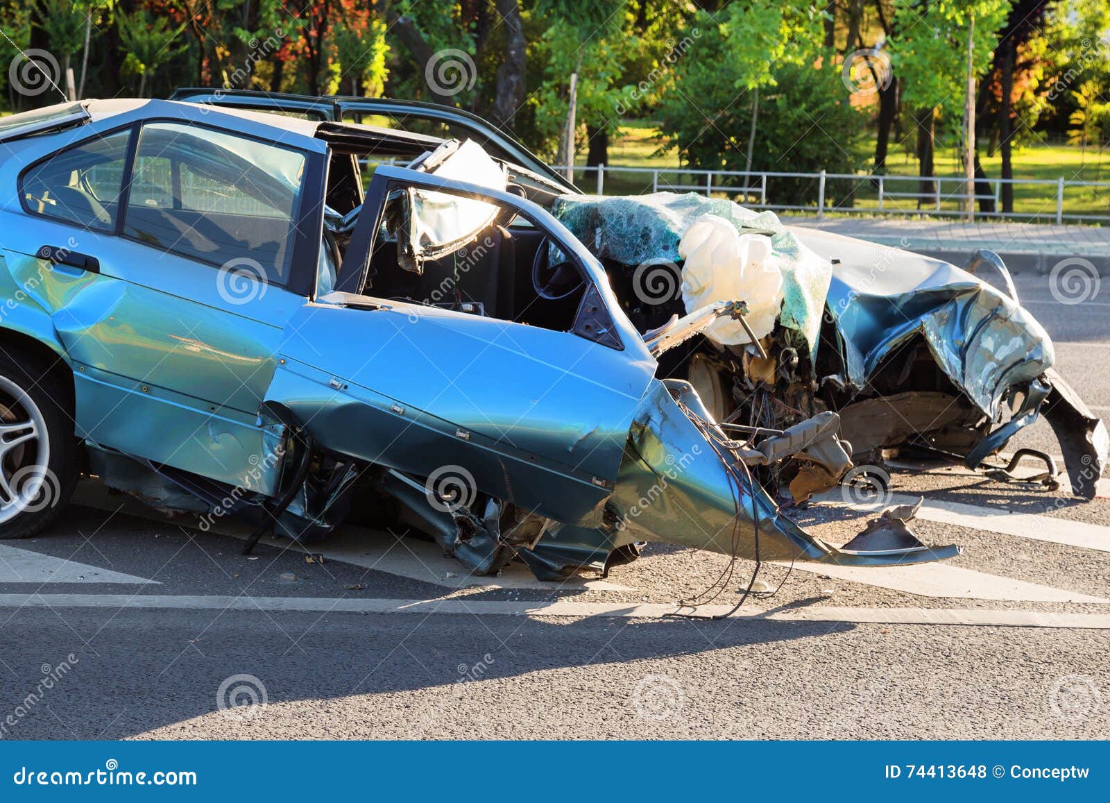Car Destroyed after Accident Stock Photo - Image of crash, wreck: 74413648