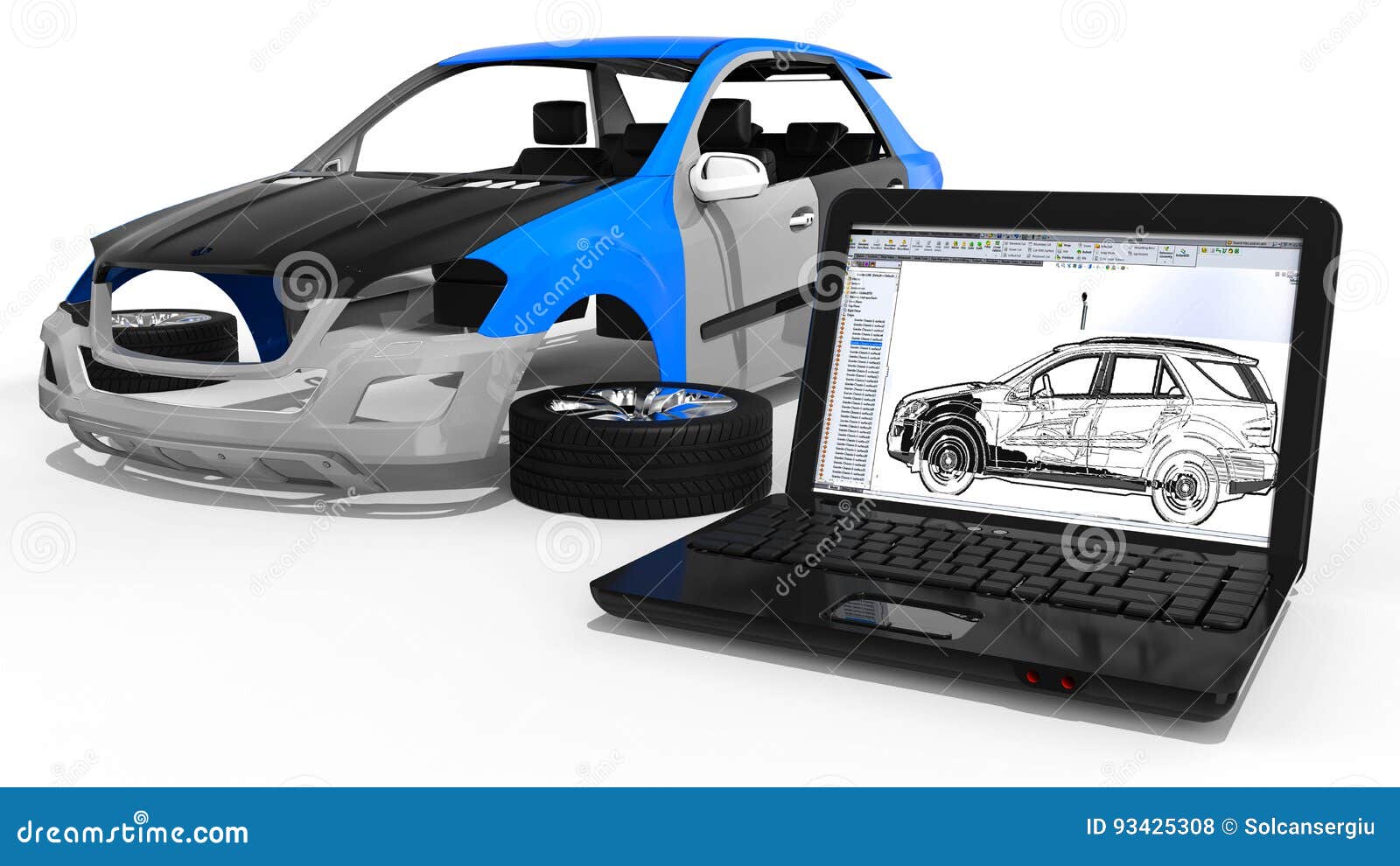 Car development stock illustration. Illustration of engineering - 93425308