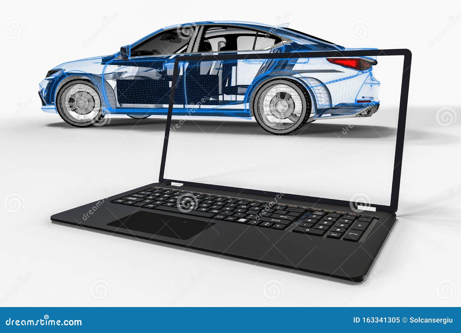 Car Development Process with Cad. Stock Illustration - Illustration of ...