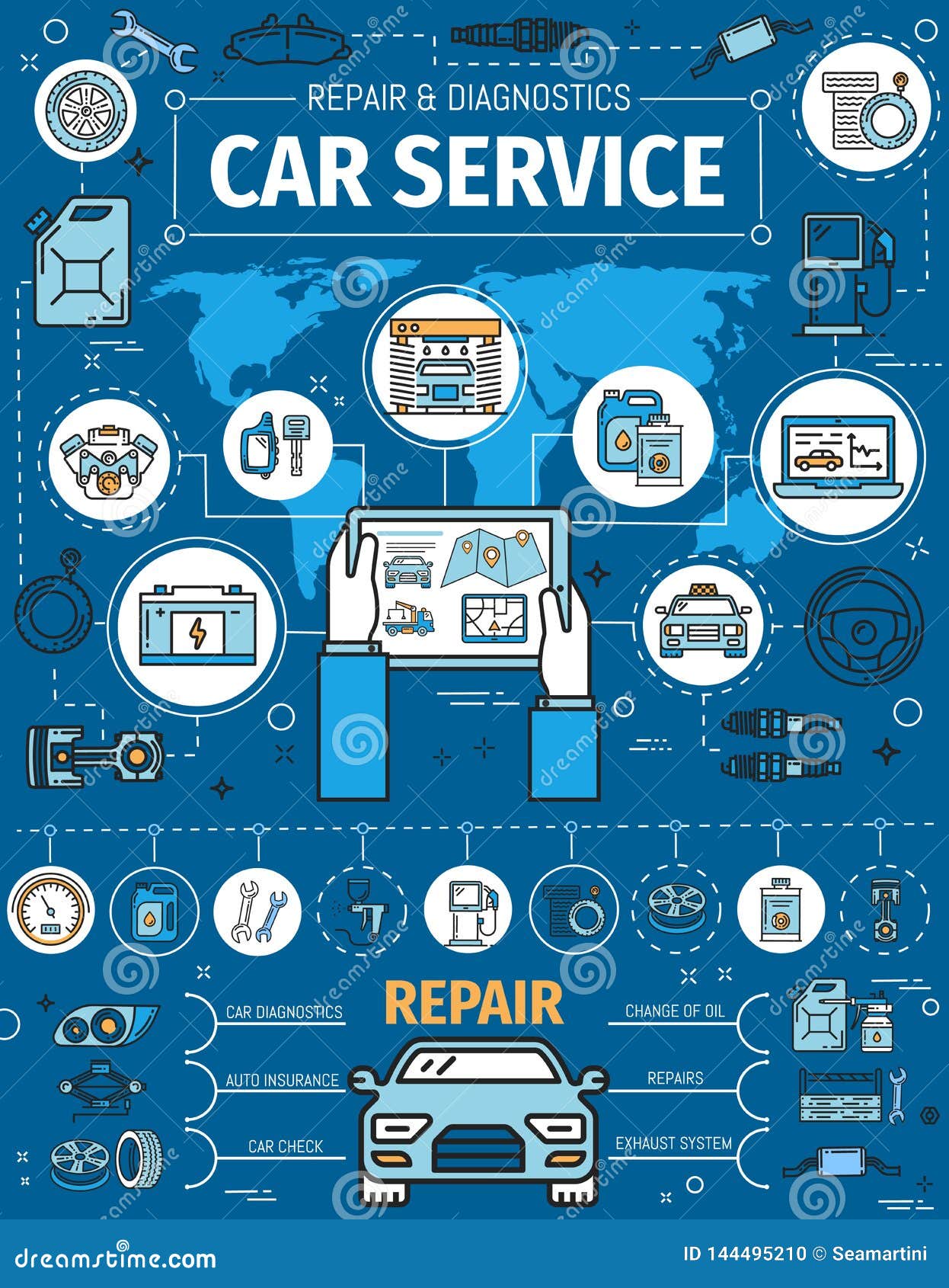 Car Diagnostic and Repair Station Service Stock Vector - Illustration ... Car Diagnostic and Repair Station Service Stock Vector - Illustration ...