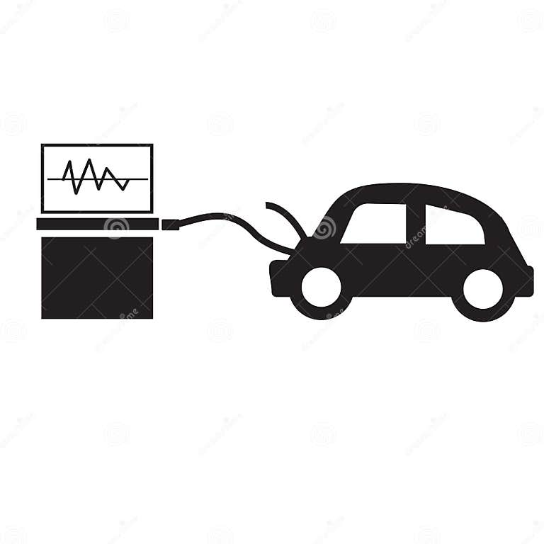 Car Diagnostics Icon on White Background. Computer Diagnostic Machine ...
