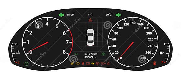 Car Digital Dashboard Speedometer Display Fuel Panel. Car Cluster ...