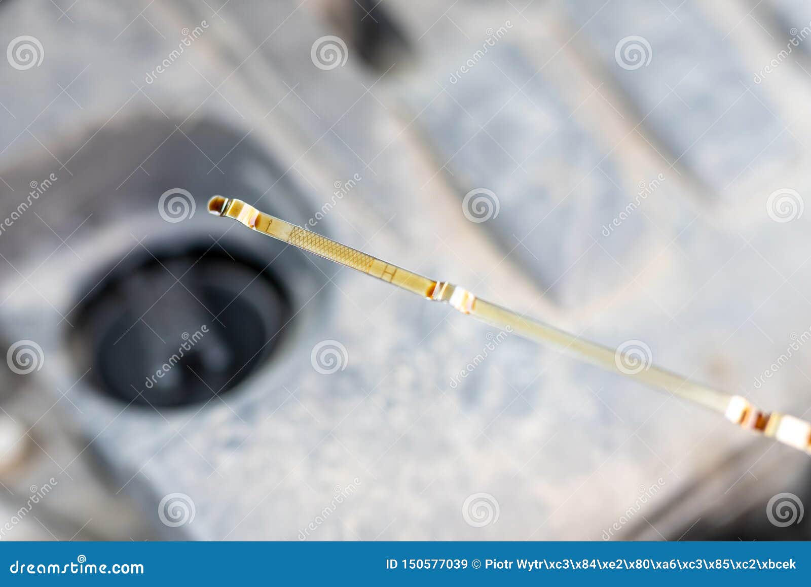 Car Dipstick for Oil Level Measurements. Checking the Parameters of the ...
