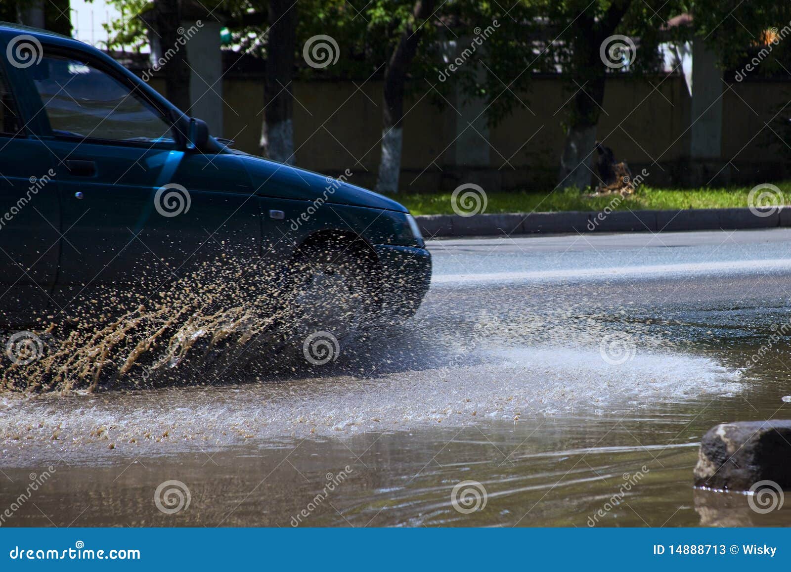 Car in Dirty Puddle on Street Stock Image - Image of ripple, road: 14888713