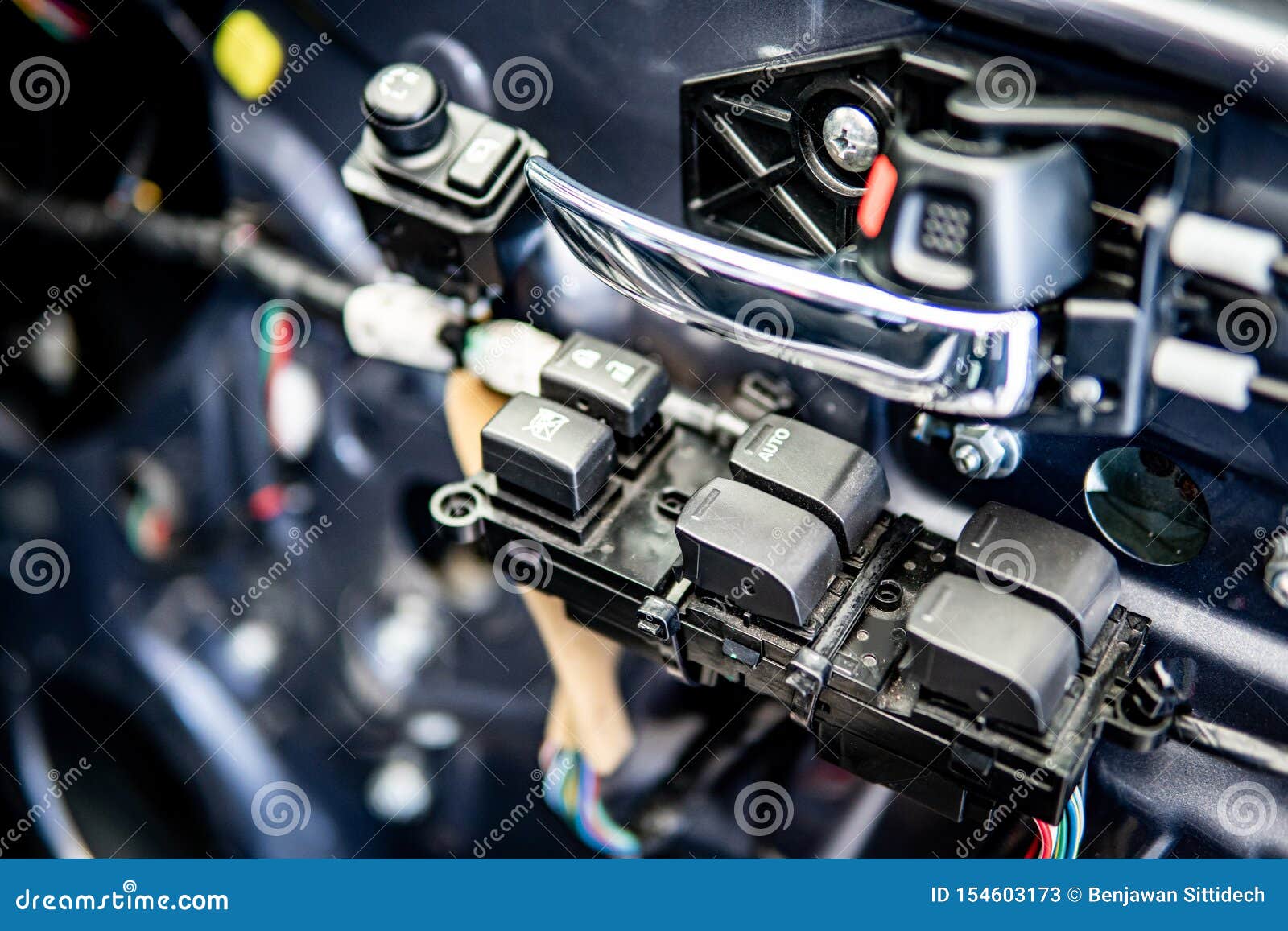 Car Door Control Panel without Cover Material Stock Image - Image of ...