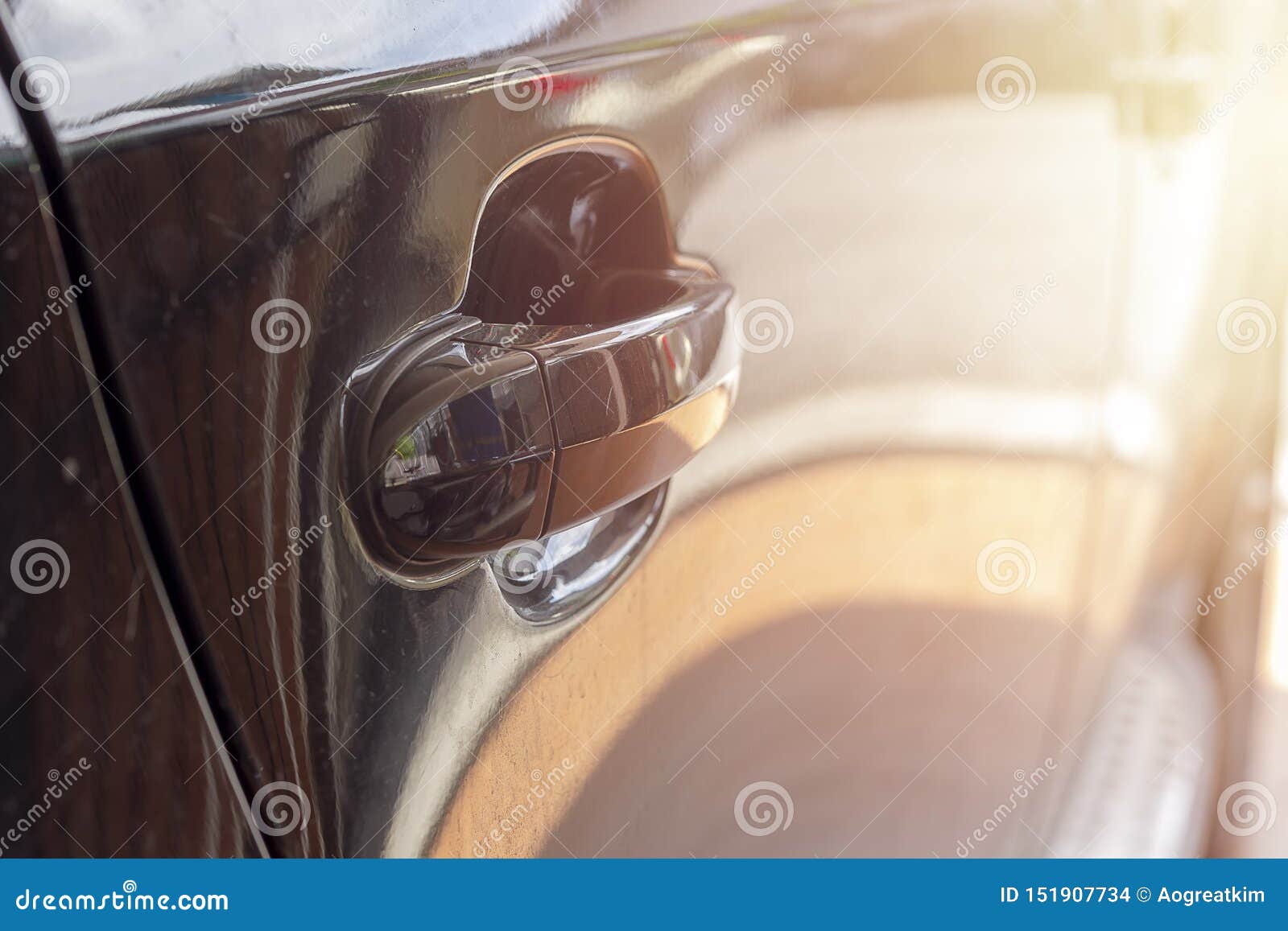 Car Door Handle Black Color Real Door Stock Photo - Image of background ...