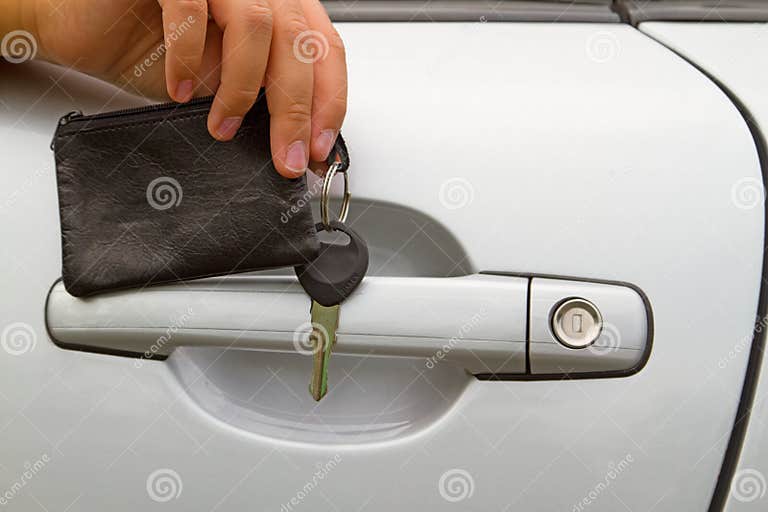 Car door handle and lock stock photo. Image of handle - 21960598