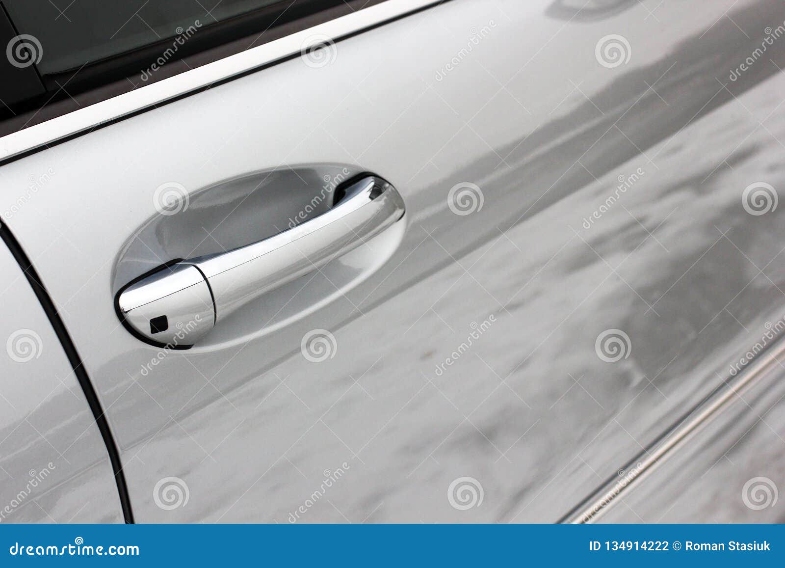 Car Door Handle. Part of the Gray Car Stock Photo - Image of door ...
