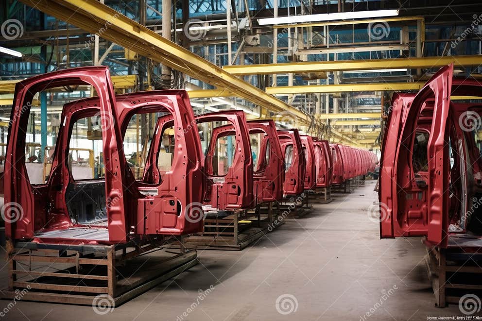 Car Doors Awaiting Installation on Assembly Line Stock Image - Image of ...
